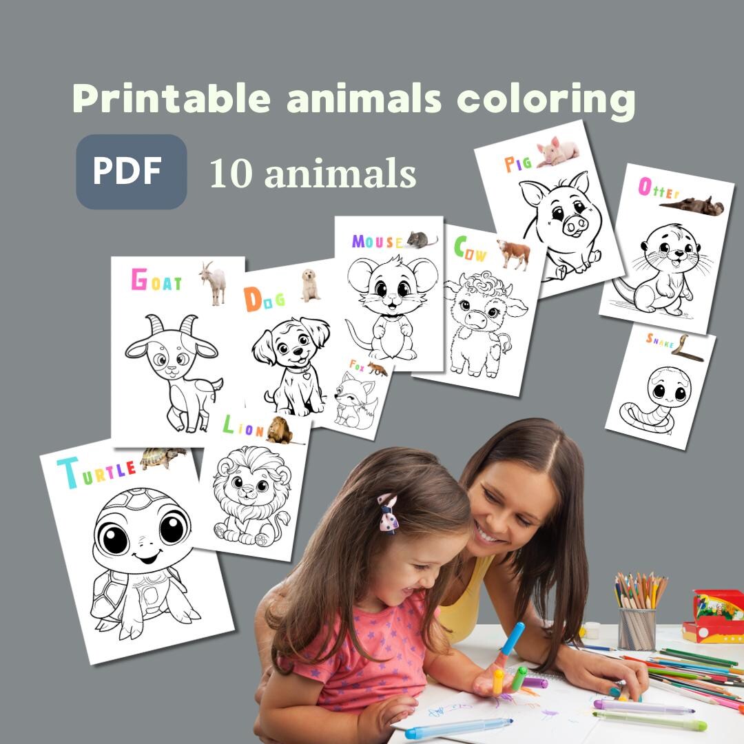 Printable Coloring for Kids / Animals Coloring/ Kids Coloring/ Cute ...