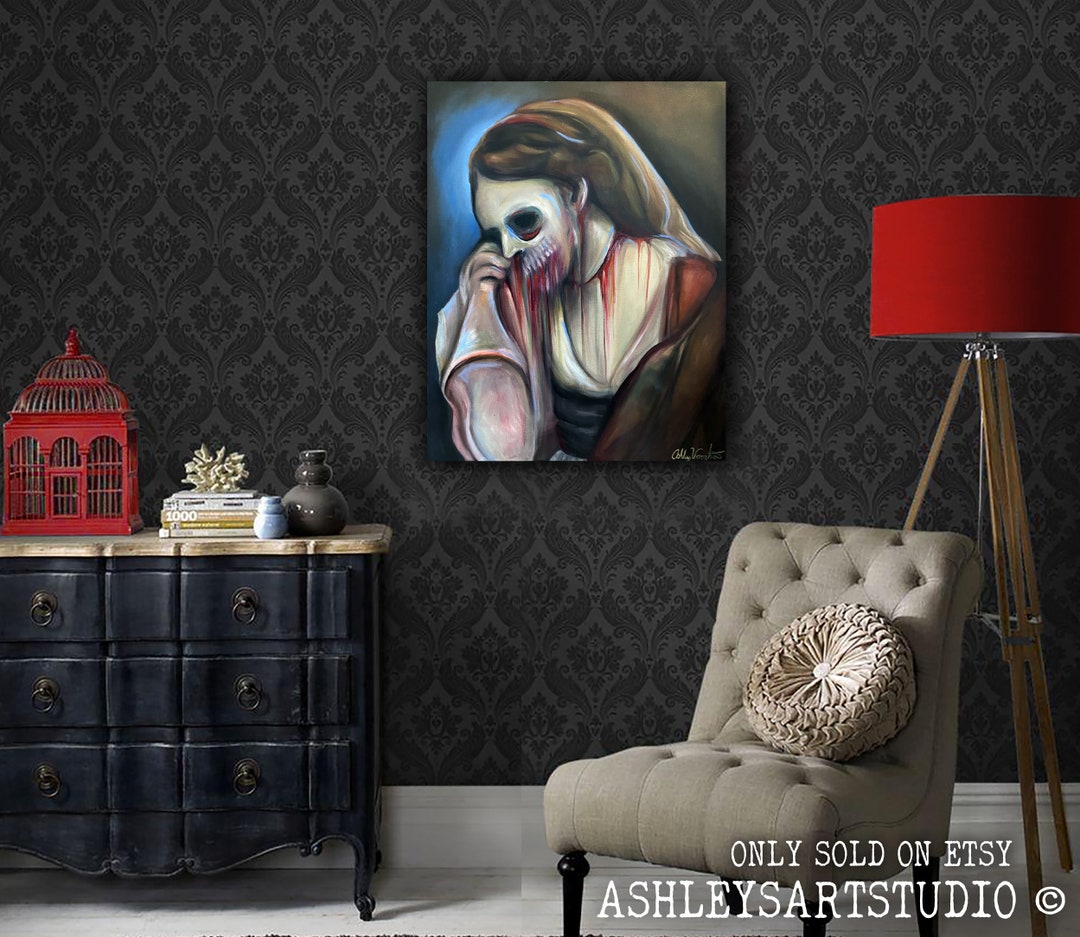 ORIGINAL Rembrandt Weeping Skull Oil Painting - Etsy