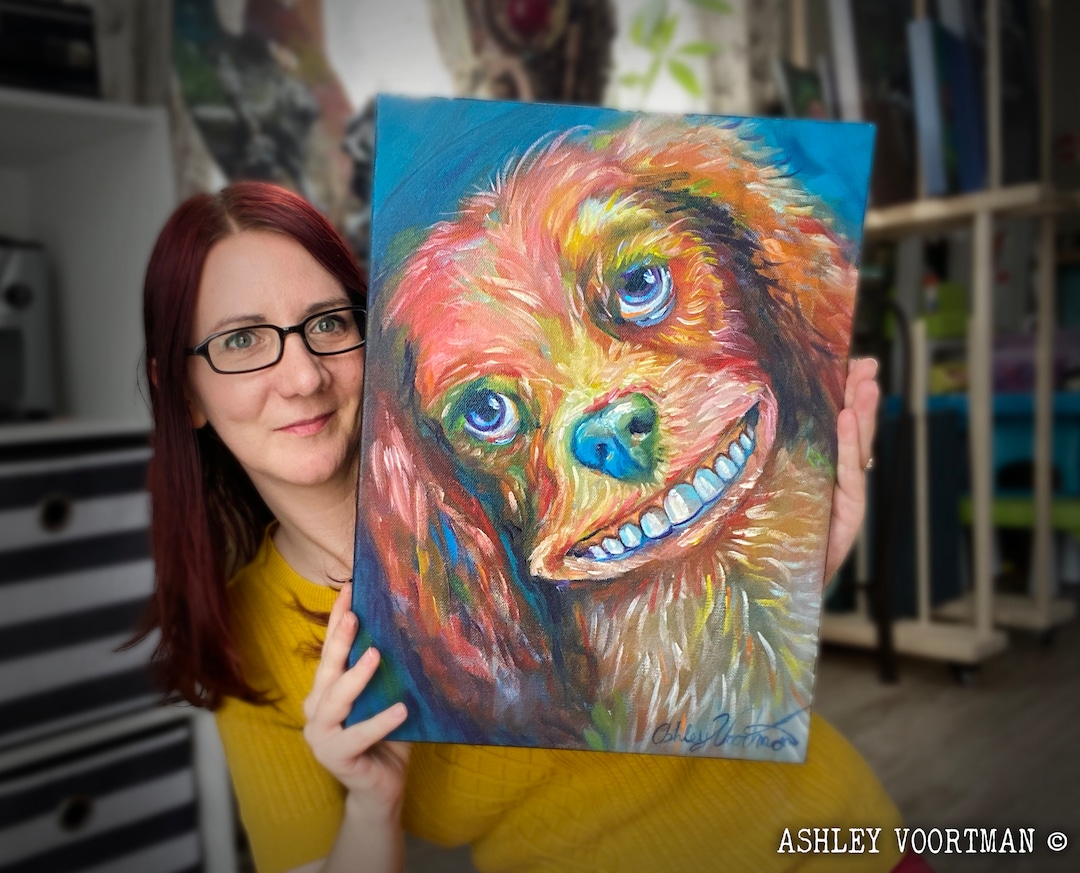 ORIGINAL Smiling Dog - Oil Painting - Etsy