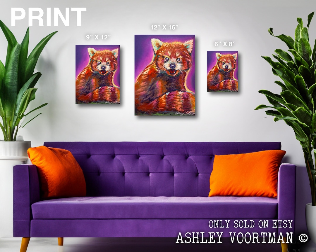 PRINT of Rainbow Red Panda - Signed Fine Art Print - Etsy