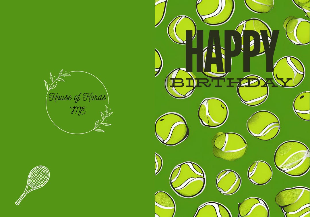 Digital Tennis Birthday Card - Printable 5x7 - Etsy