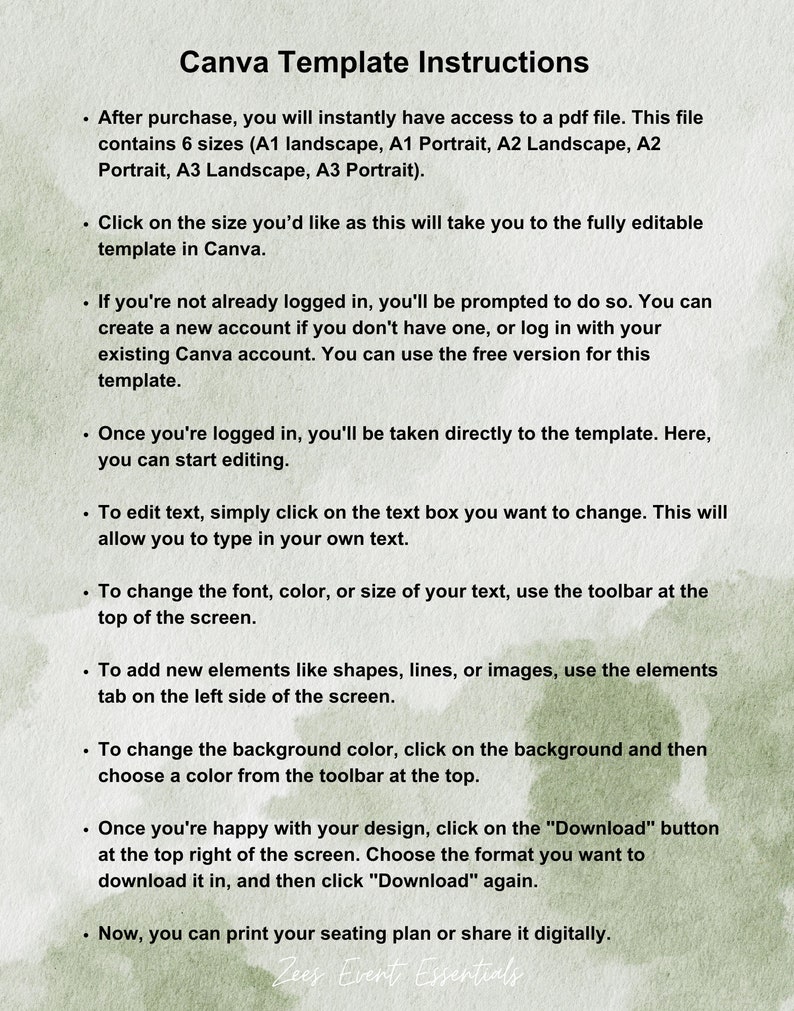 Printable Sage Green Wedding Seating Plan | Editable Seating Chart ...