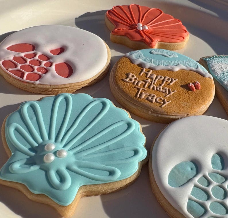 Beach Cookies • Beach Wedding • Summer Cookies • Seashell Cookies • Sea ...