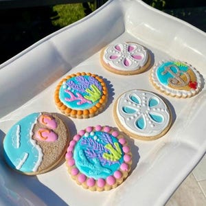 FREE SHIPPING Beach Cookies • Beach Wedding • Summer Cookies • Seashell ...