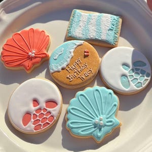 FREE SHIPPING Beach Cookies • Beach Wedding • Summer Cookies • Seashell ...