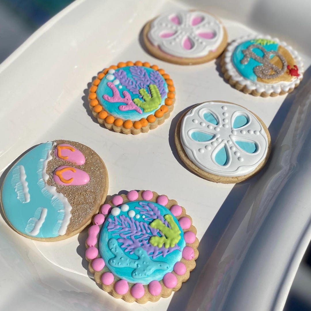FREE SHIPPING Beach Cookies • Beach Wedding • Summer Cookies • Seashell ...