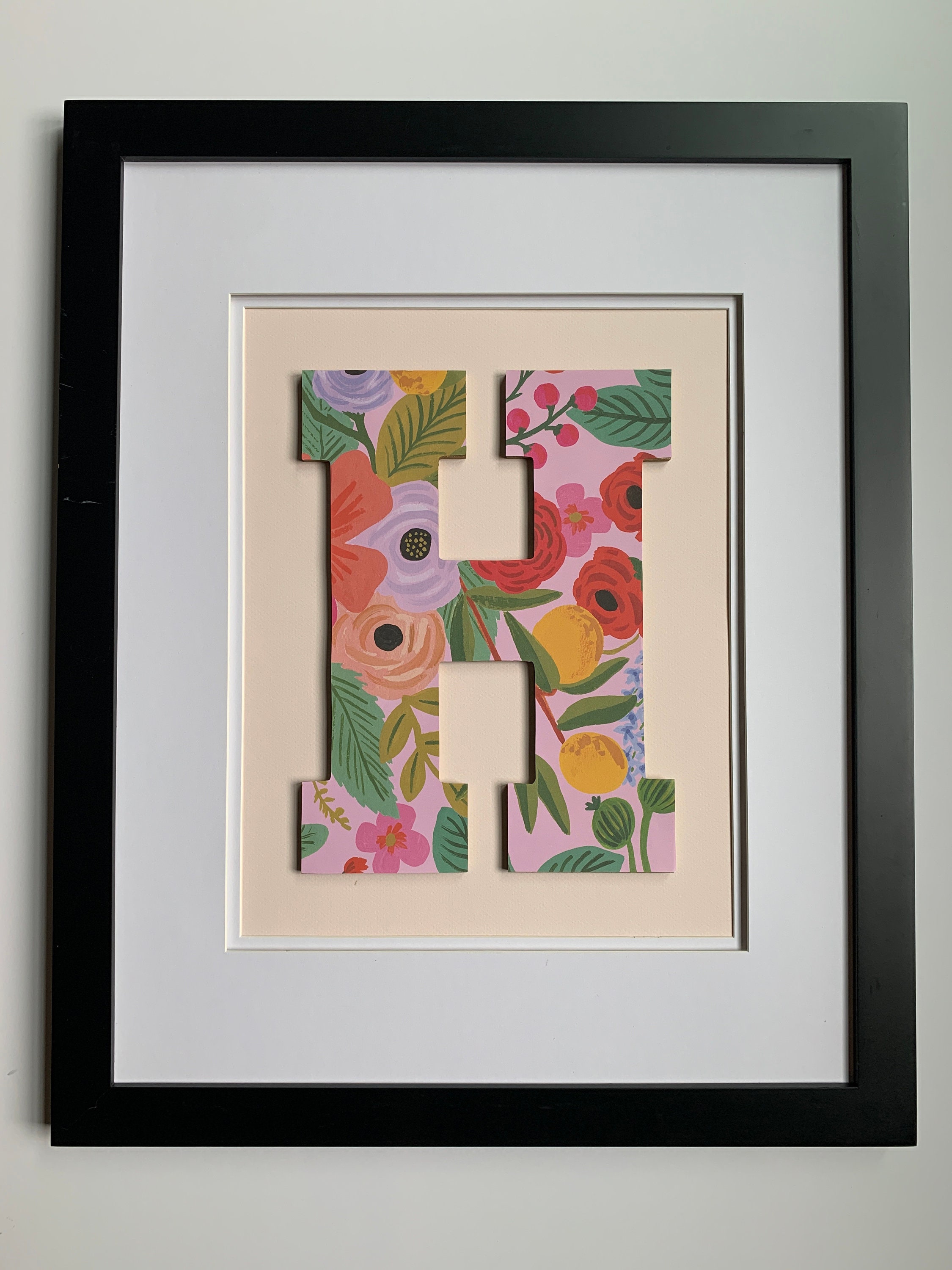 Nursery Letter for Baby Girl, Framed Floral Monogram for Wall, Girls ...