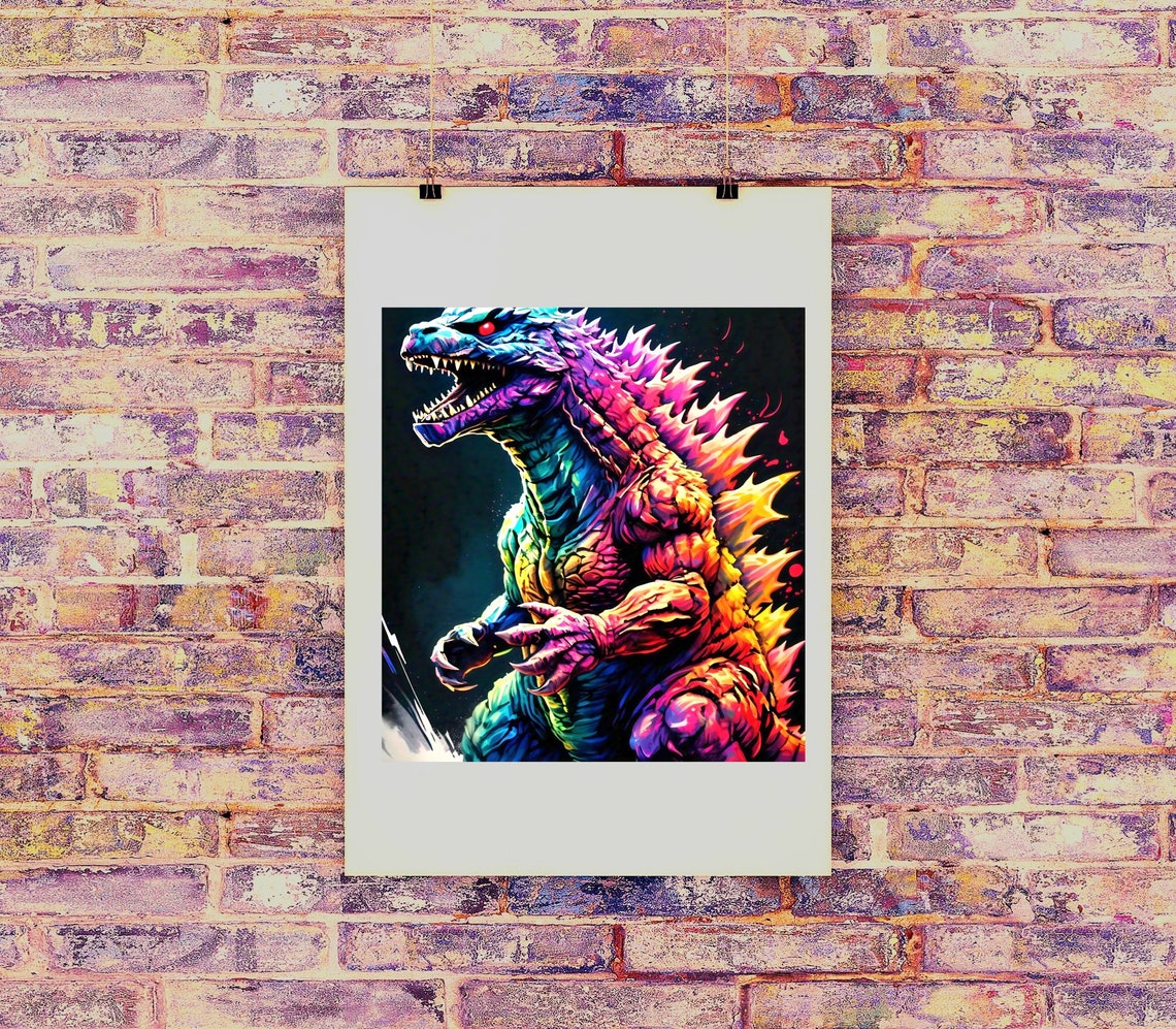 Colorful Godzilla Monster Printable - Etsy