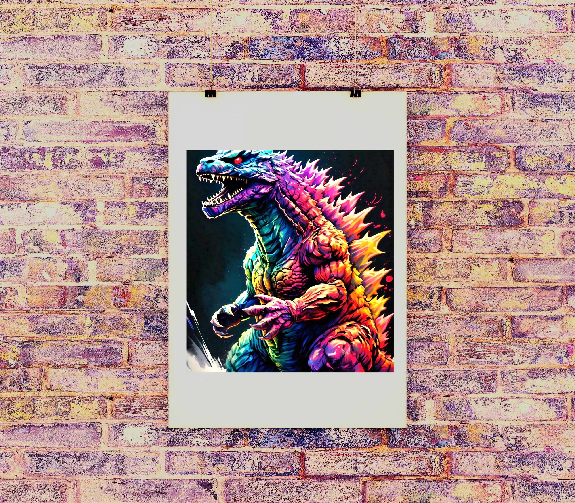 Colorful Godzilla Monster Printable - Etsy