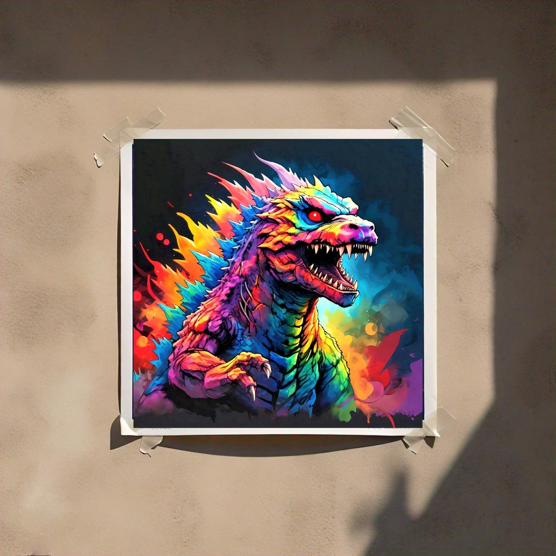 Colorful Godzilla Monster Printable - Etsy