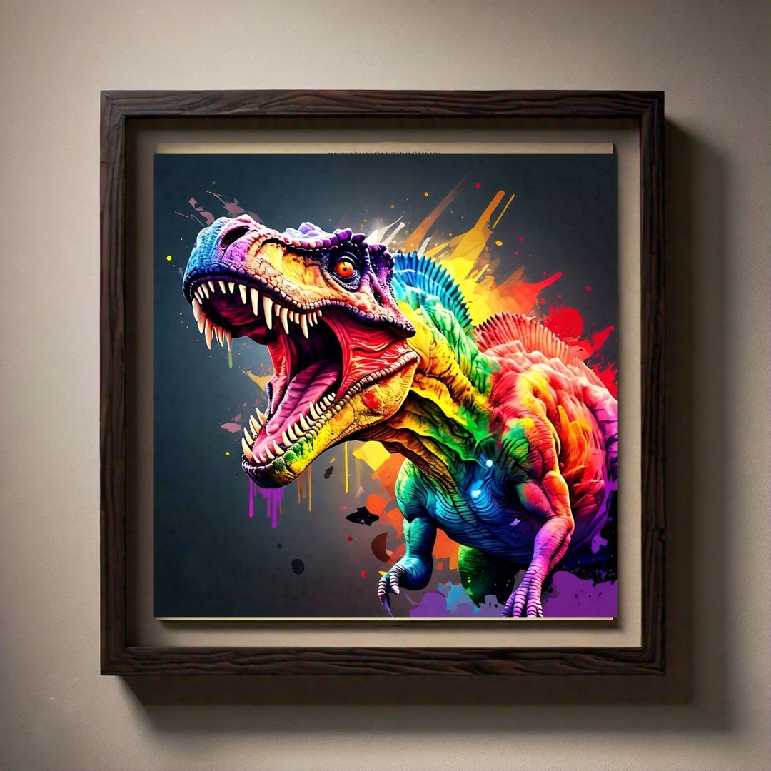 Colorful T-rex Dinosaur Printable - Etsy