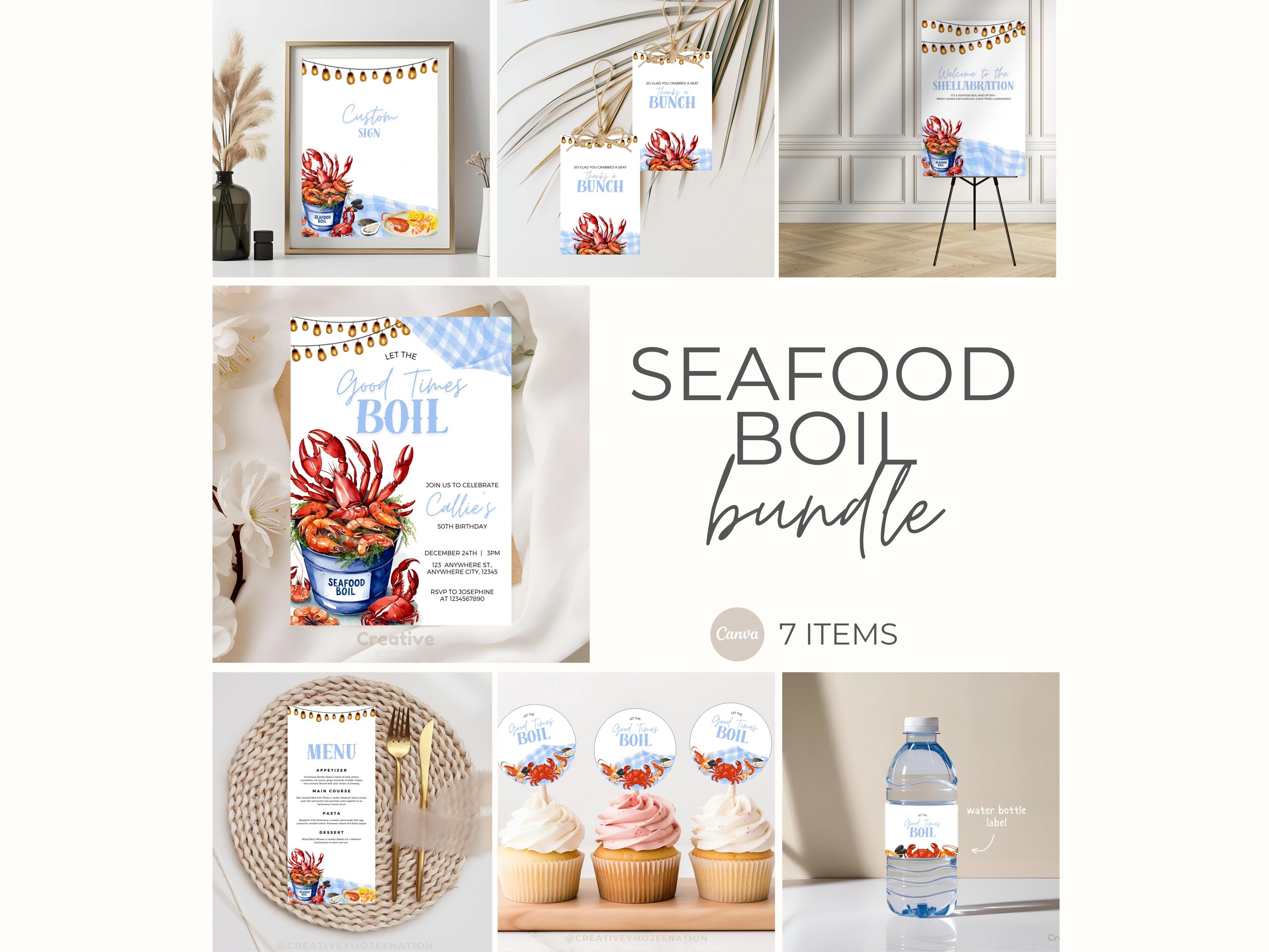 Seafood Boil Birthday Party Template Bundle for Food Feast Theme Party ...