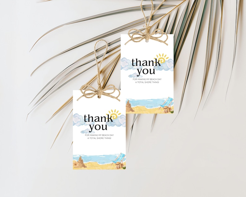 Beach Party Favor Tag Printable for Summer Theme Party Thank You Tag ...