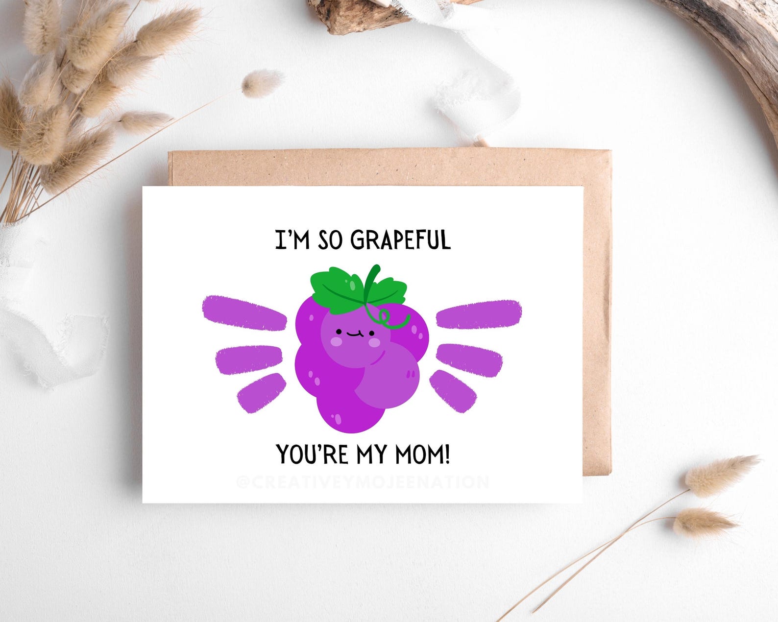 I'm so Grapeful You're My Mom Digital Greeting Card Grape Theme Gift ...