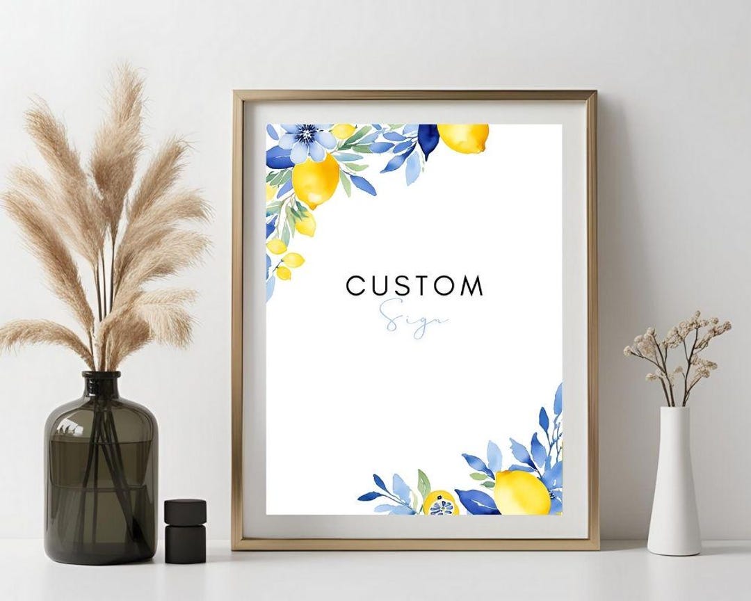 Lemon & Art Birthday Party Custom Sign Template for Lemon Theme Theme ...