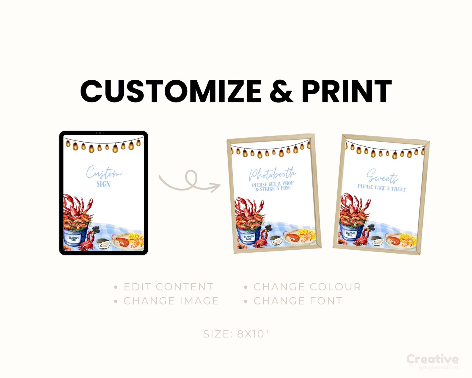 Seafood Boil Party Custom Sign Template for Seafood Theme Theme ...