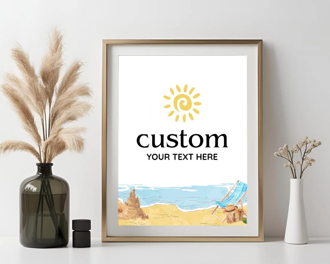 Beach Party Custom Sign Template for Summer Theme Birthday Custom Sign ...