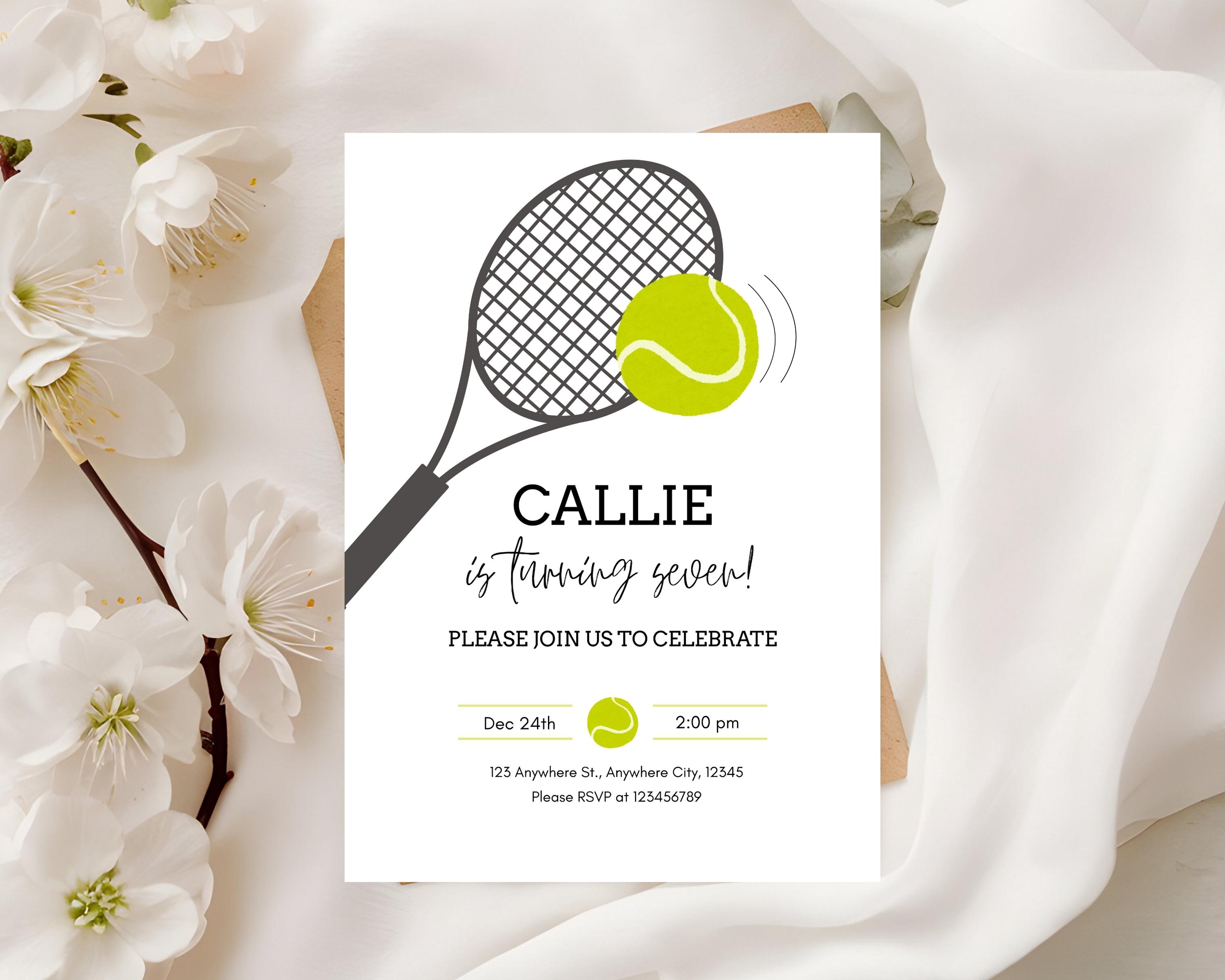 Minimalist Tennis Invitation Template for Sports Theme Birthday Party ...