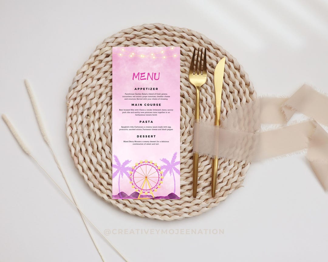 Music Festival Menu Card Template for Music Fest Theme Custom Menu Card ...