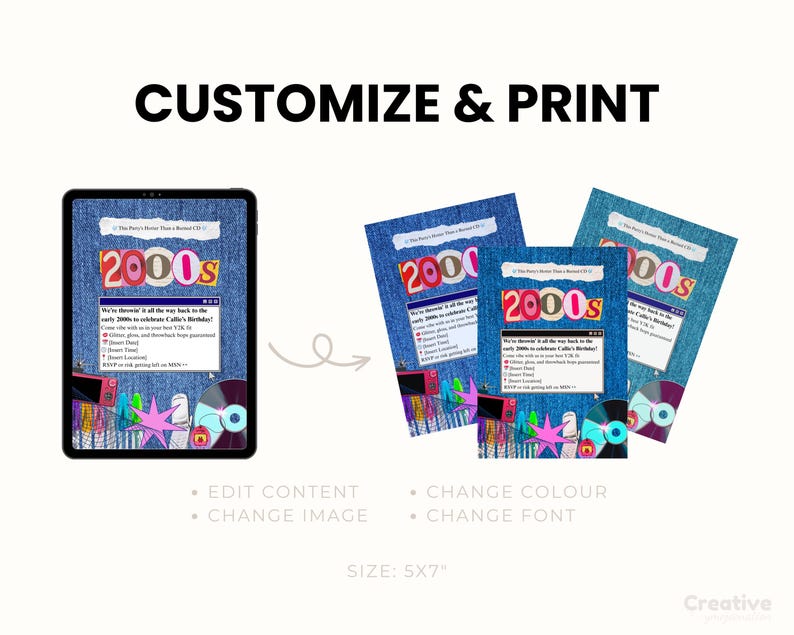 Y2K Inspired Invitation Template for Retro 2000s Theme Birthday Party ...