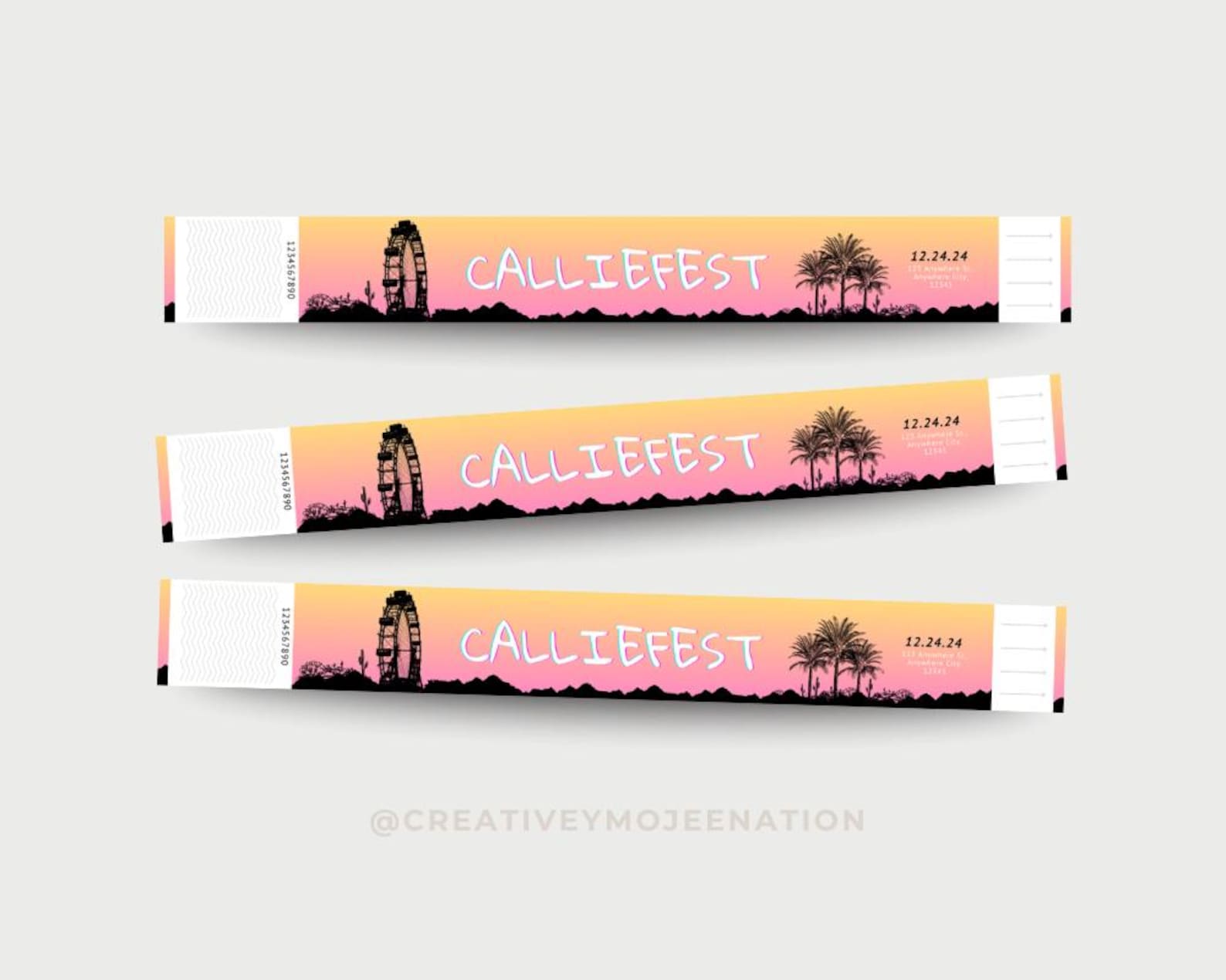 Music Festival Wristband Template Music Festival Themed Birthday ...