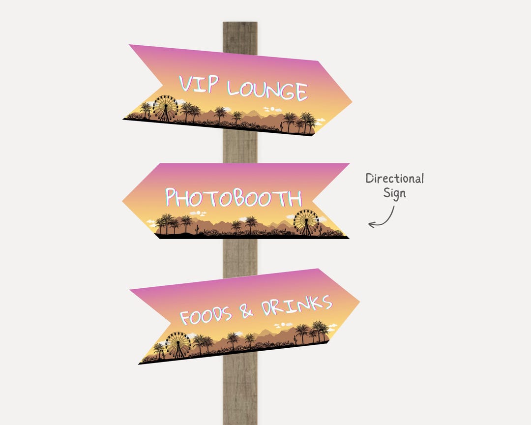 Music Festival Directional Sign Template for Festival Theme Birthday ...