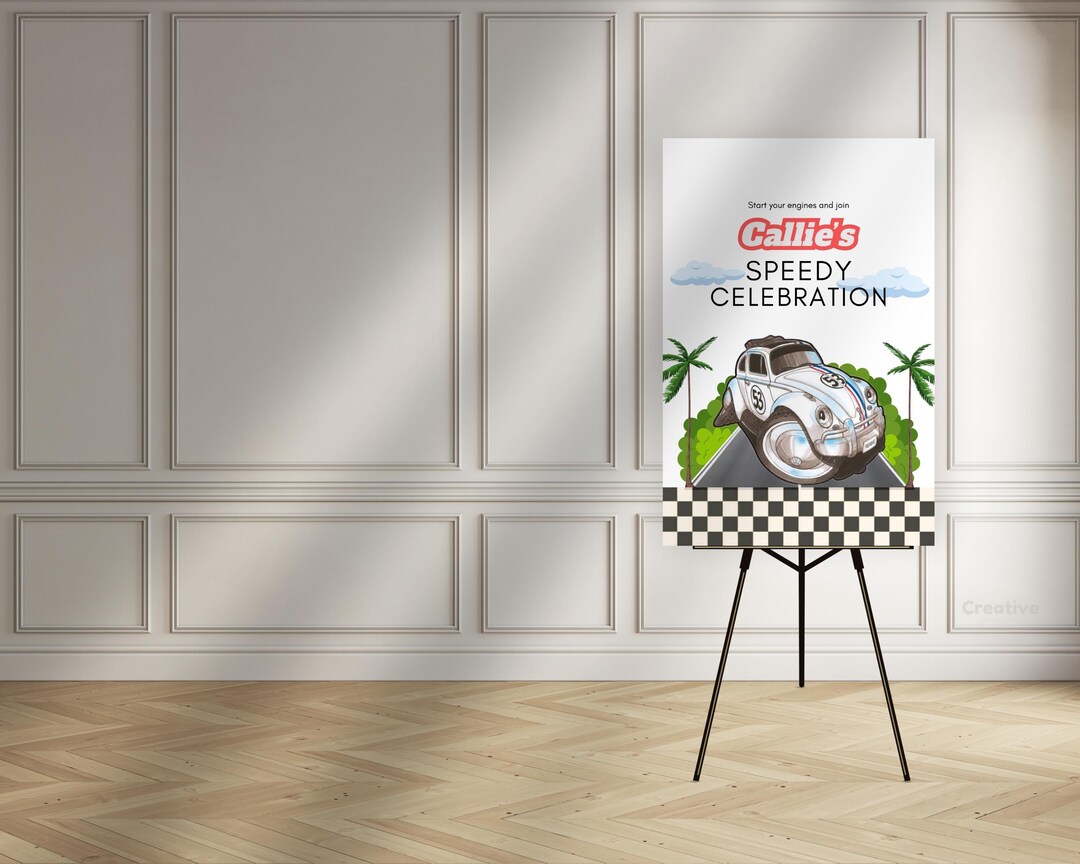 Vintage Car Party Welcome Sign Template for Race Car Theme Birthday ...