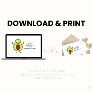 Pregnant Mom Digital Greeting Card Avocado Theme Gift for Mom Instant ...