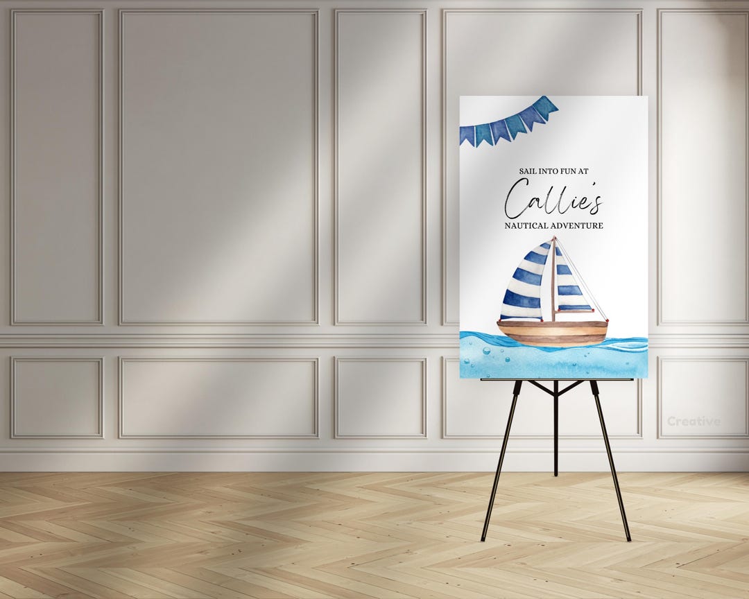 Nautical Party Welcome Sign Template for Sailor Theme Birthday Easel ...