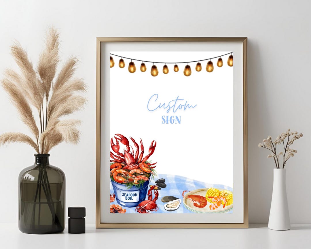 Seafood Boil Party Custom Sign Template for Seafood Theme Theme ...