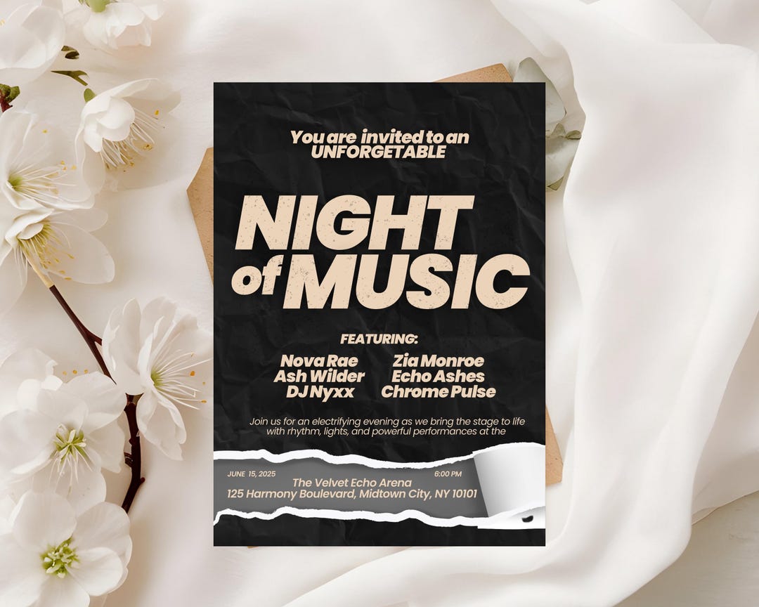 Concert Invitation Template for Concert Theme Birthday Party Invite for ...