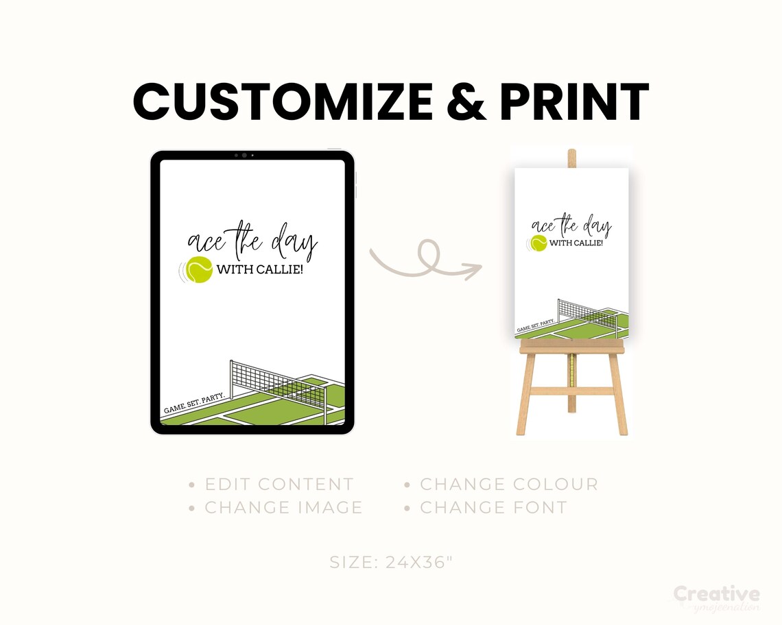 Tennis Welcome Signage Template for Sports Theme Birthday Easel Sign ...