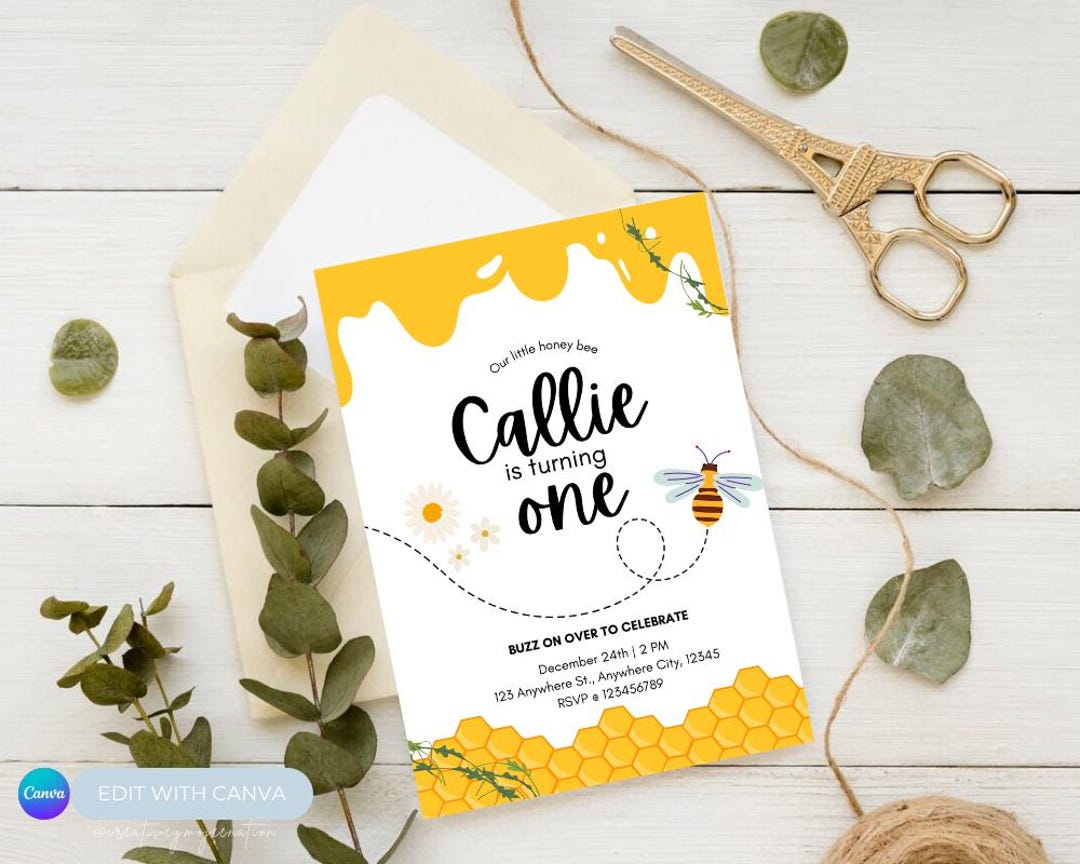 Bee Invitation Template Editable Bee Invitation Instant Download ...