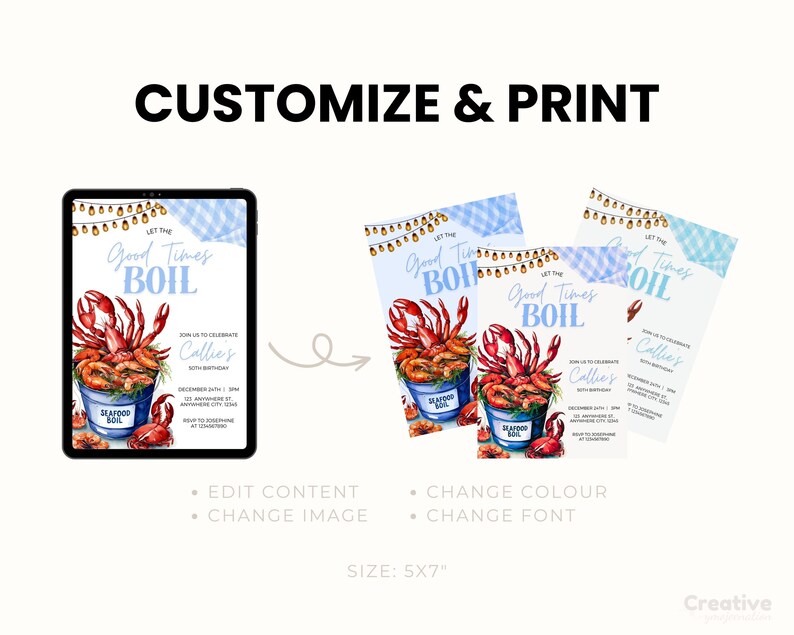 Let the Good Times Boil Invitation Template for Seafood Theme Birthday ...