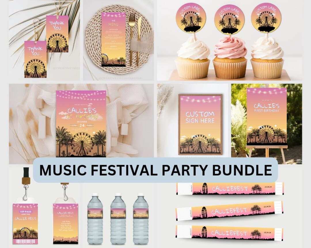 Editable Music Festival Party Bundle Template Music Festival Birthday ...