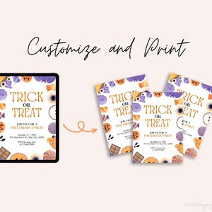 Editable Trick or Treat Party Halloween Invitation Template | Kids ...