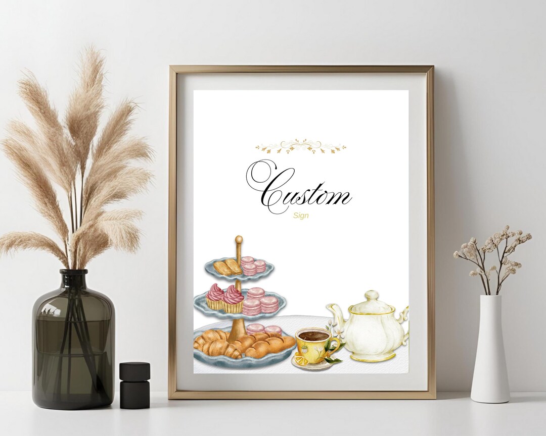 Tea Party Custom Sign Template for Vintage Tea Theme Birthday Custom ...