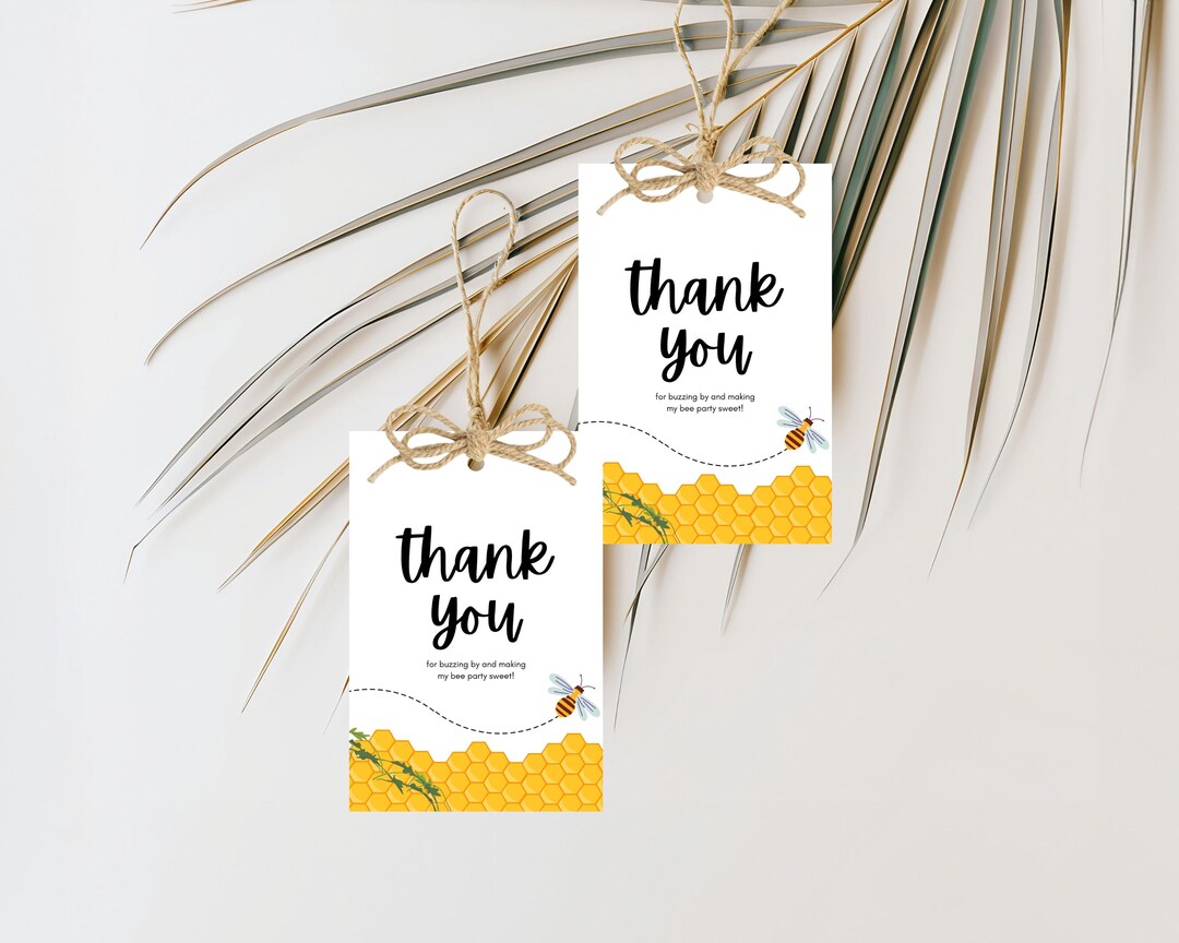 Bee Party Favor Tag Printable for Honeybee Theme Party Thank You Tag ...
