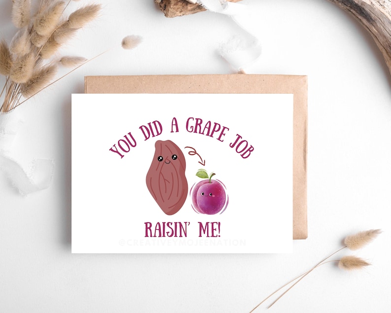 You Did A Grape Job Raisin Me Digital Greeting Card Grapes Theme Gift ...
