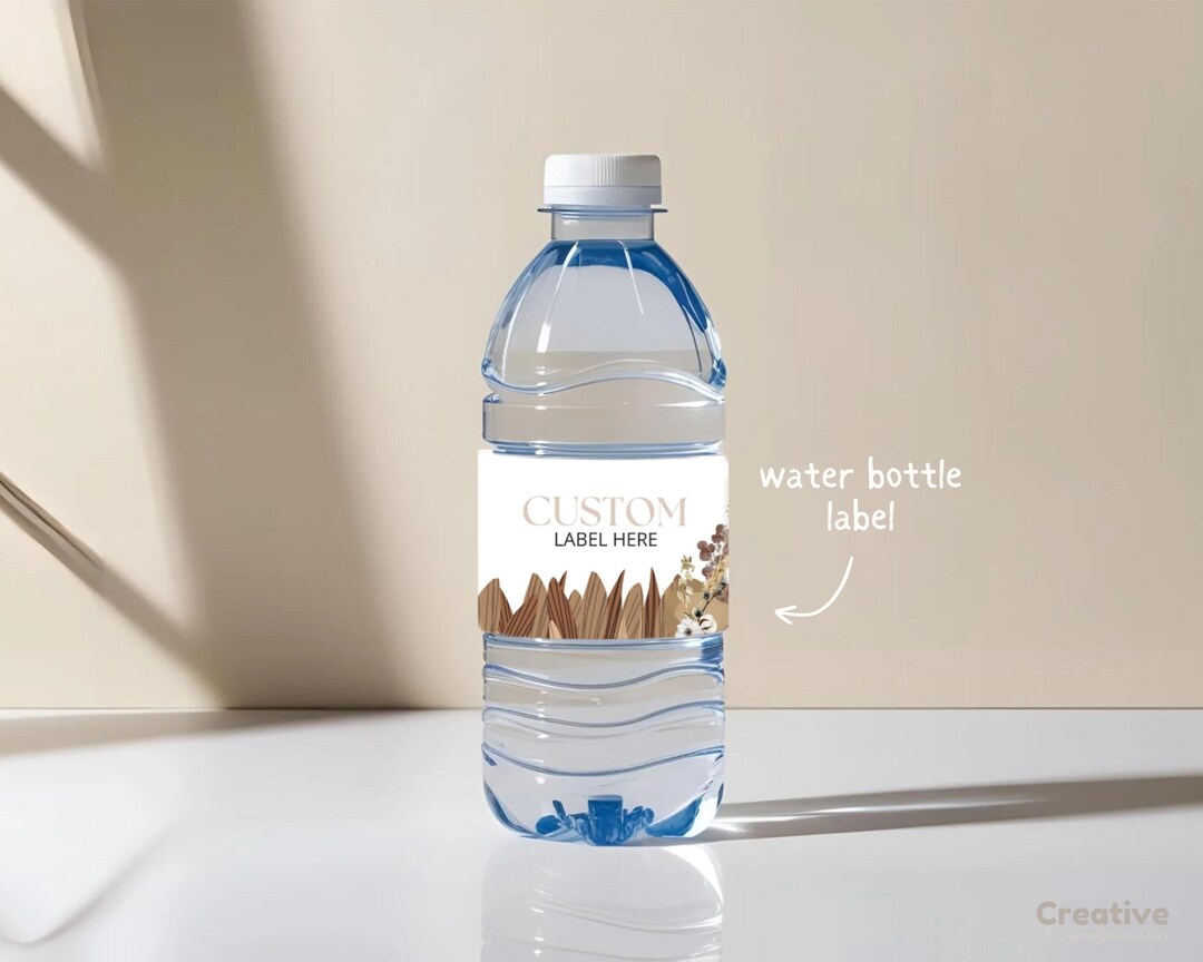 Boho Party Bottle Label Template for Rustic Theme Birthday Party Water ...