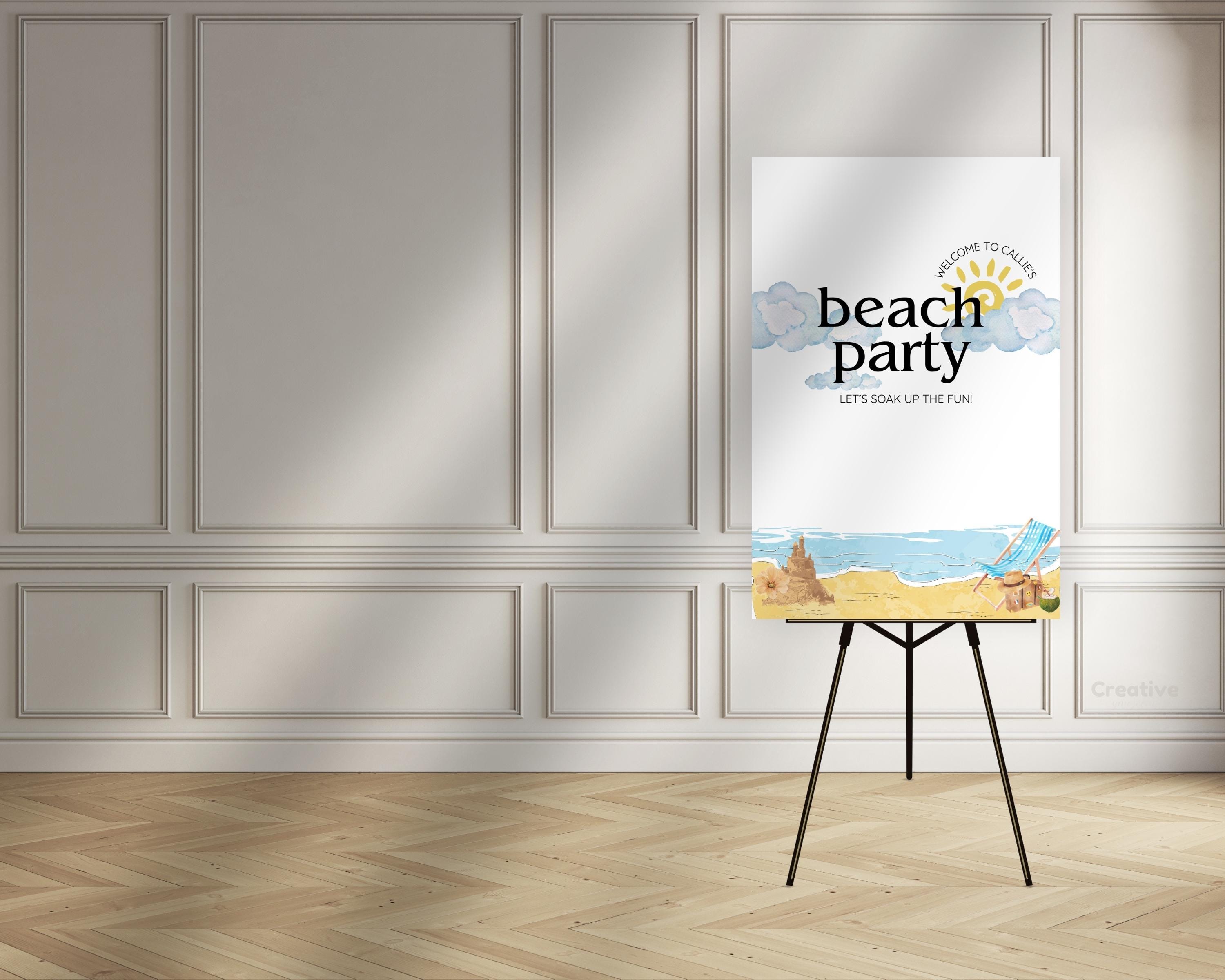 Beach Party Welcome Sign Template for Summer Theme Birthday Easel Sign ...