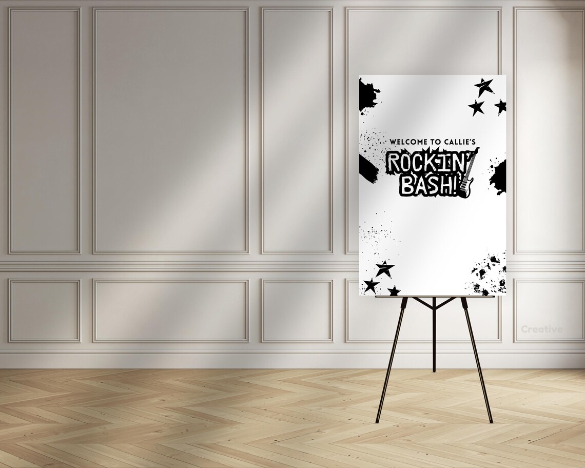 Rock and Roll Welcome Signage Template for Music Theme Birthday Easel ...