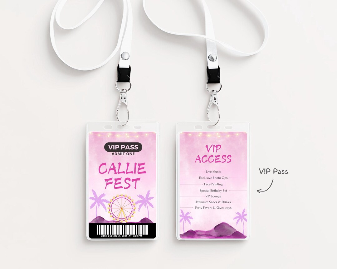 Music Festival VIP Pass Template for Festival Theme Birthday Party ...