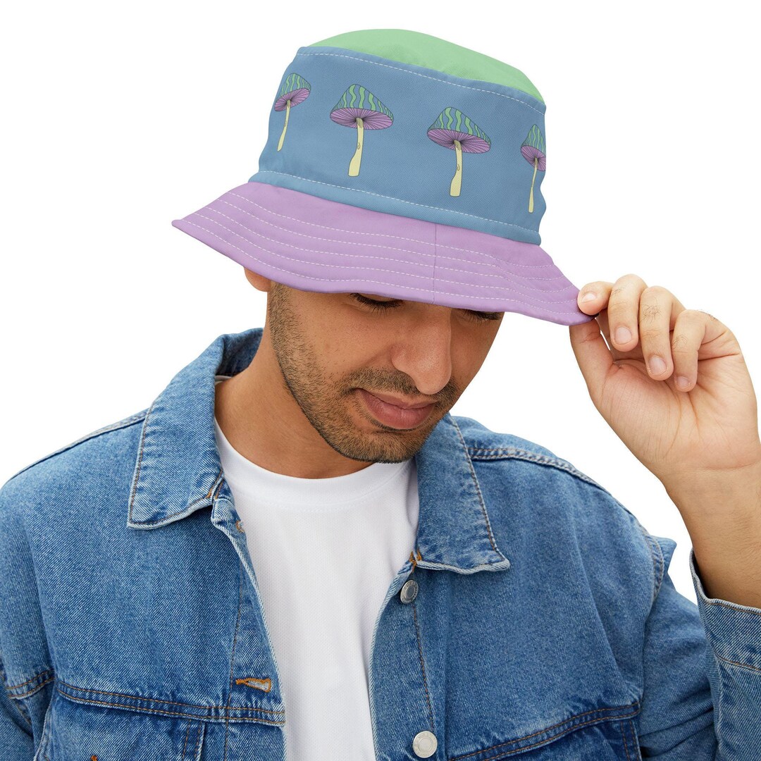 Trippy Mushroom Bucket Hat | Psychedelic Festival Headwear With Magic ...