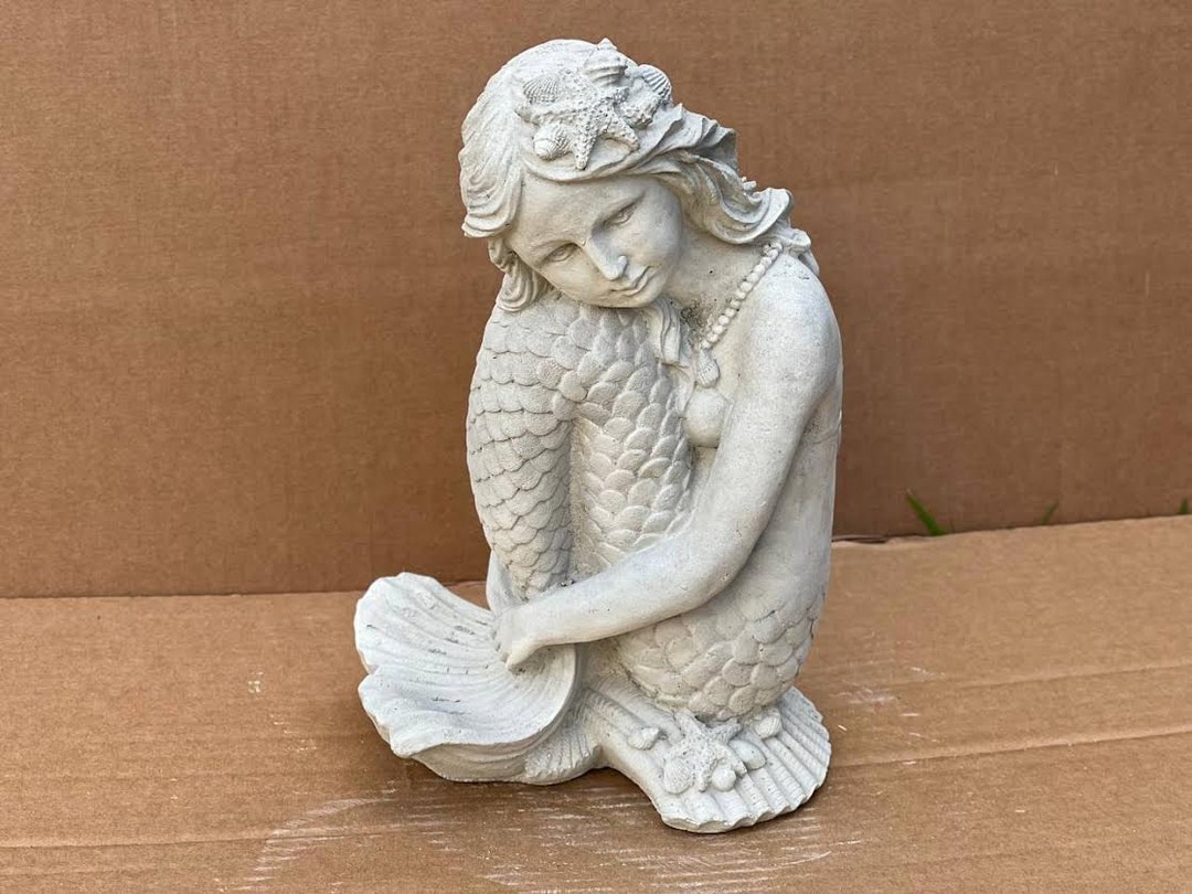 Mermaid Garden Statue Outdoor Sea Girl Gift Concrete Mermaid Lawn ...