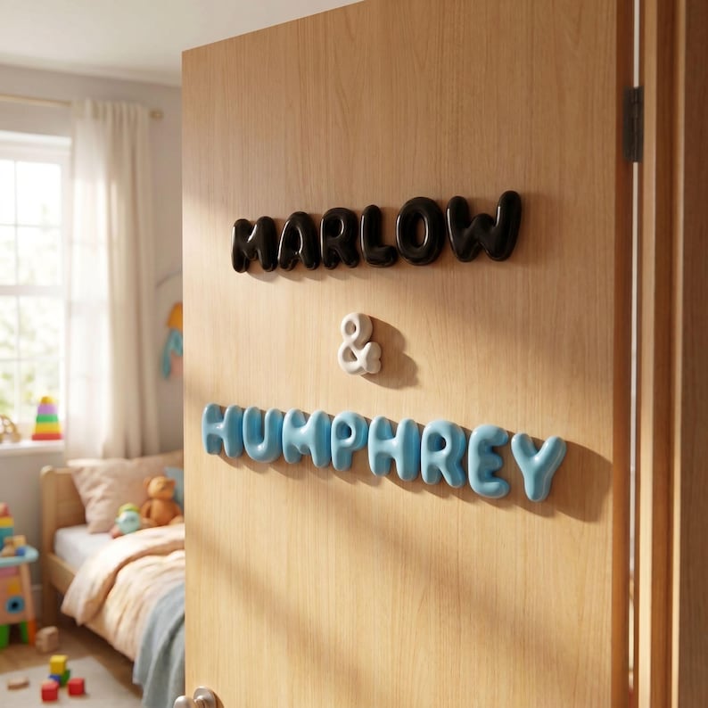 Personalised 3D Bubble Letters Name Sign - Hand Made Letter Decor ...