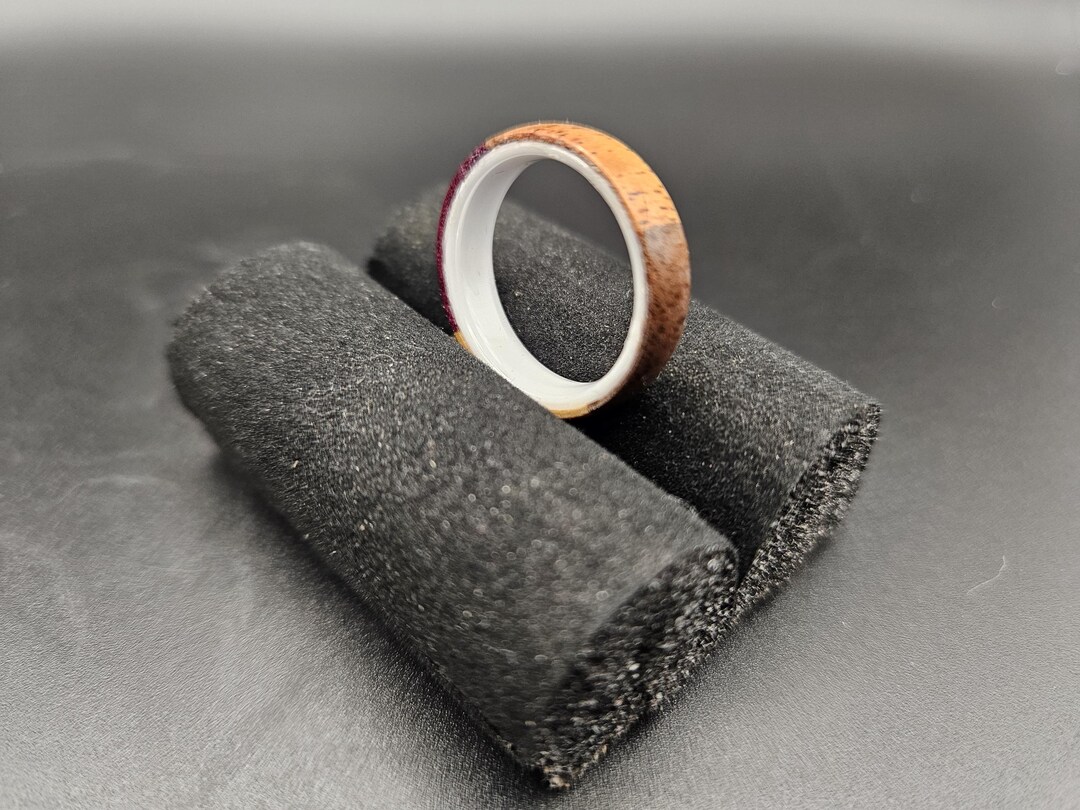 Hand Turned Wood Ring (size 7.5 US): Walnut, Canary, Purpleheart ...