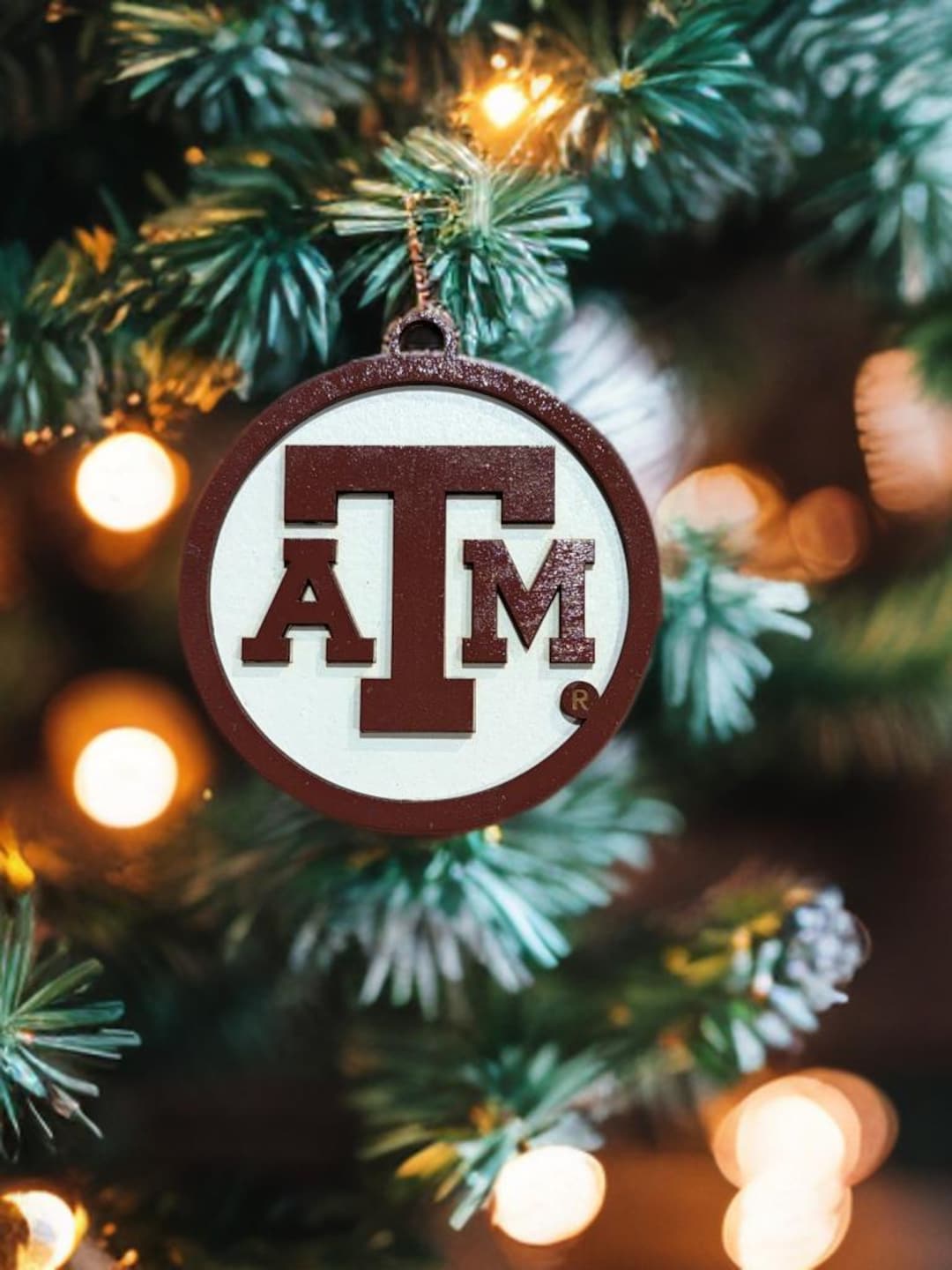 Texas AM Wood Ornament, Block AM Letters – Maroon & White Two-tone ...