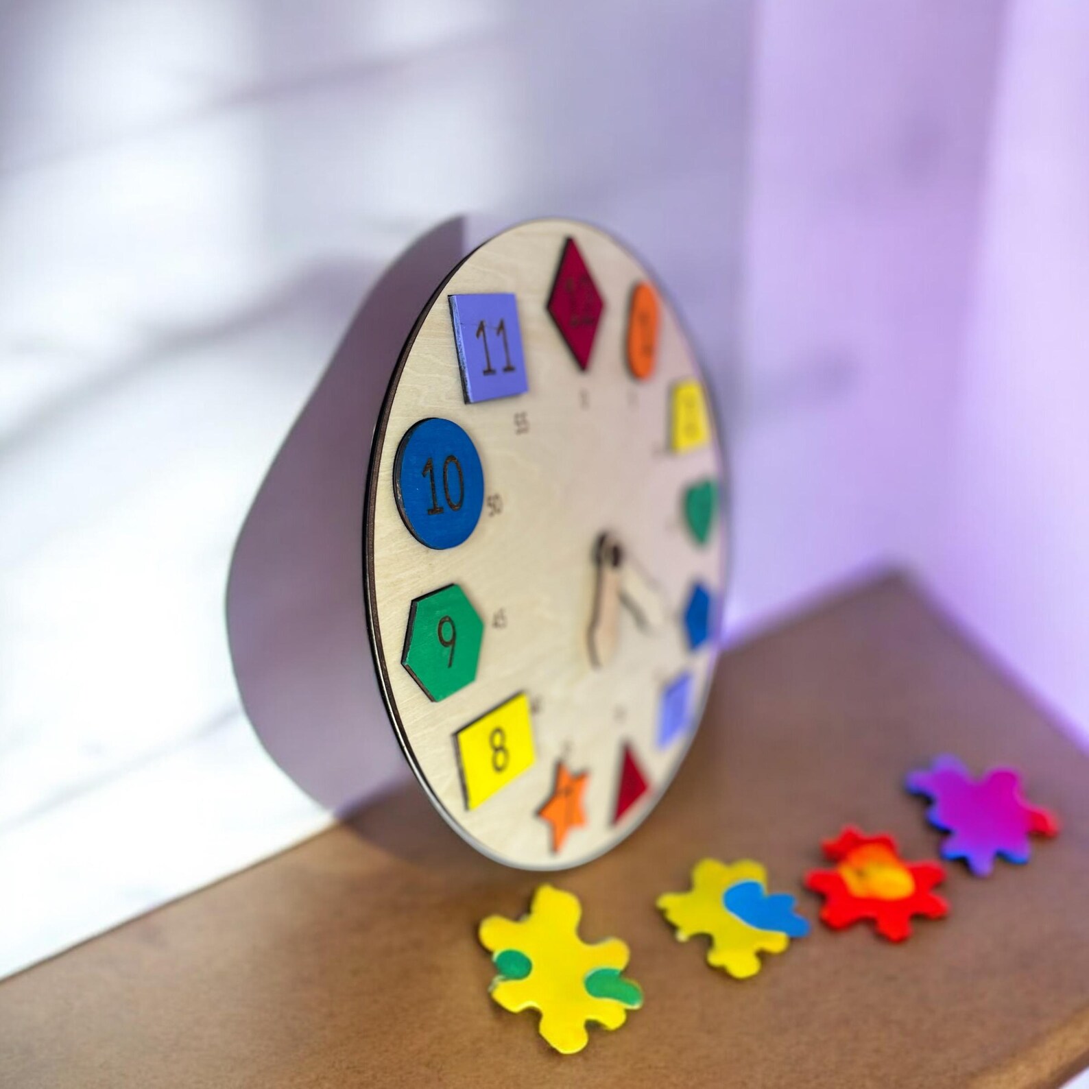 Montessori Clock, Puzzle, Educational Toy, Color/shape Sorting, Telling ...