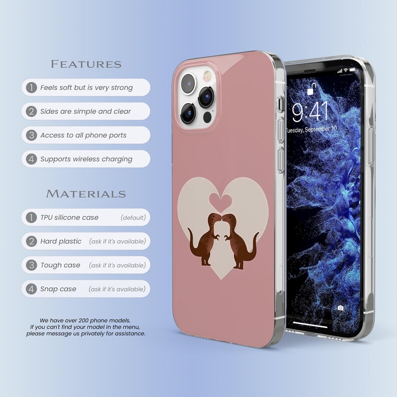 Cute Dino Phone Case Cartoon T-rex A Cover for iPhone 15pro, 14, 13, 12 ...